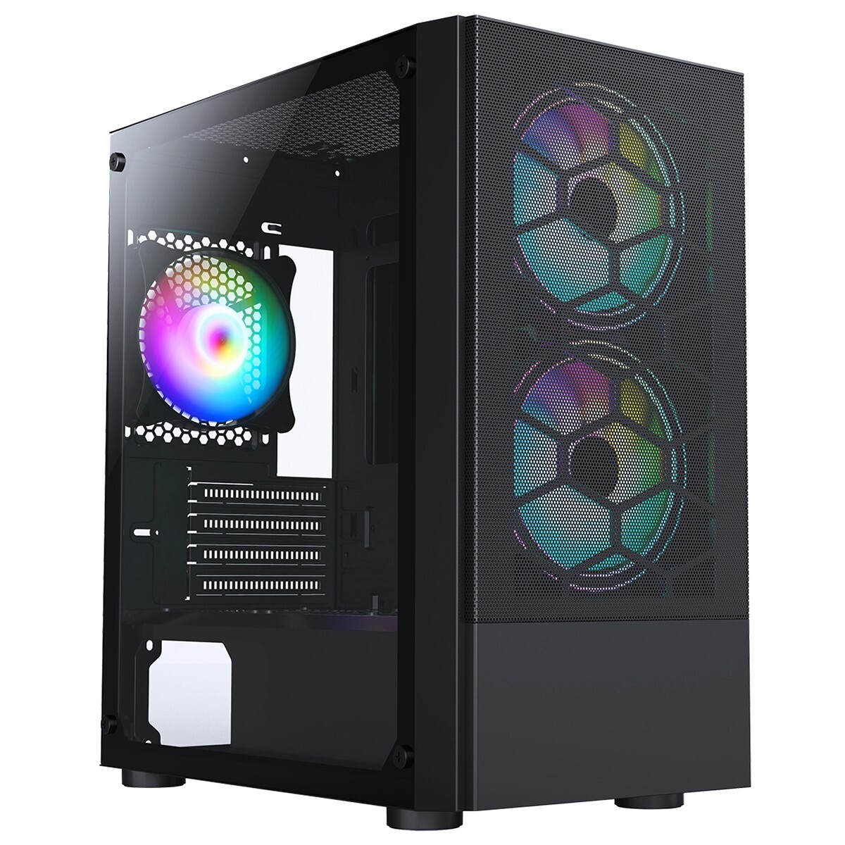 ARGB Pre-installed Fans Micro ATX Computer Case With 3 ARGB Fans - Dual ...