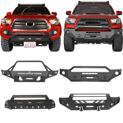 Winch Plate Front Rear Bumper w/ LED Lights Fit Toyota Tacoma 2016-2023 ...
