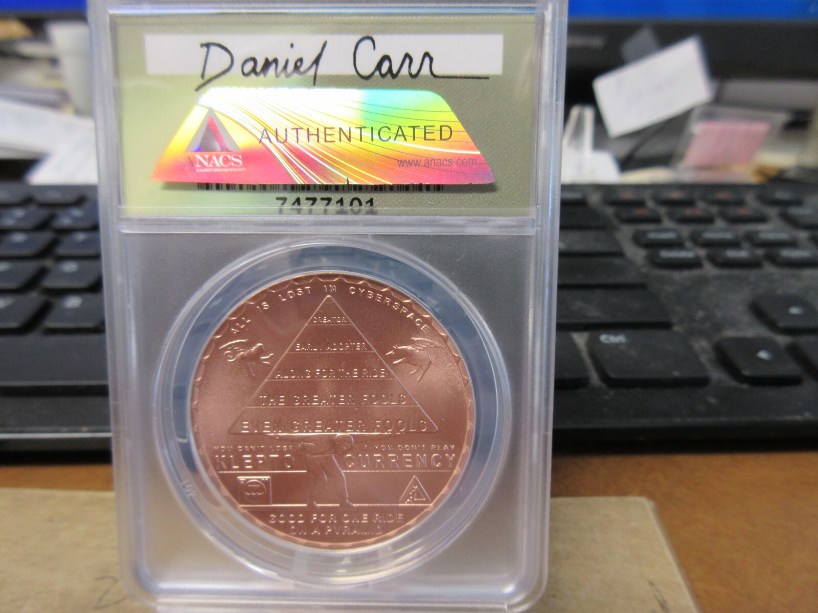 2023 Klepto Currency Hard Times Token / Daniel Carr Copper ANACS MS 70 ...