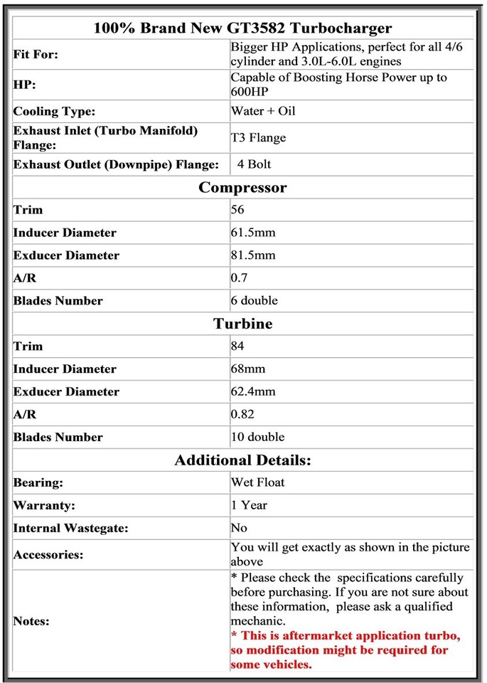 GT35 GT3582 Turbo R32 R33 R34 RB25 RB30 AR .70 A/R.82 Turbocharger ANTI ...