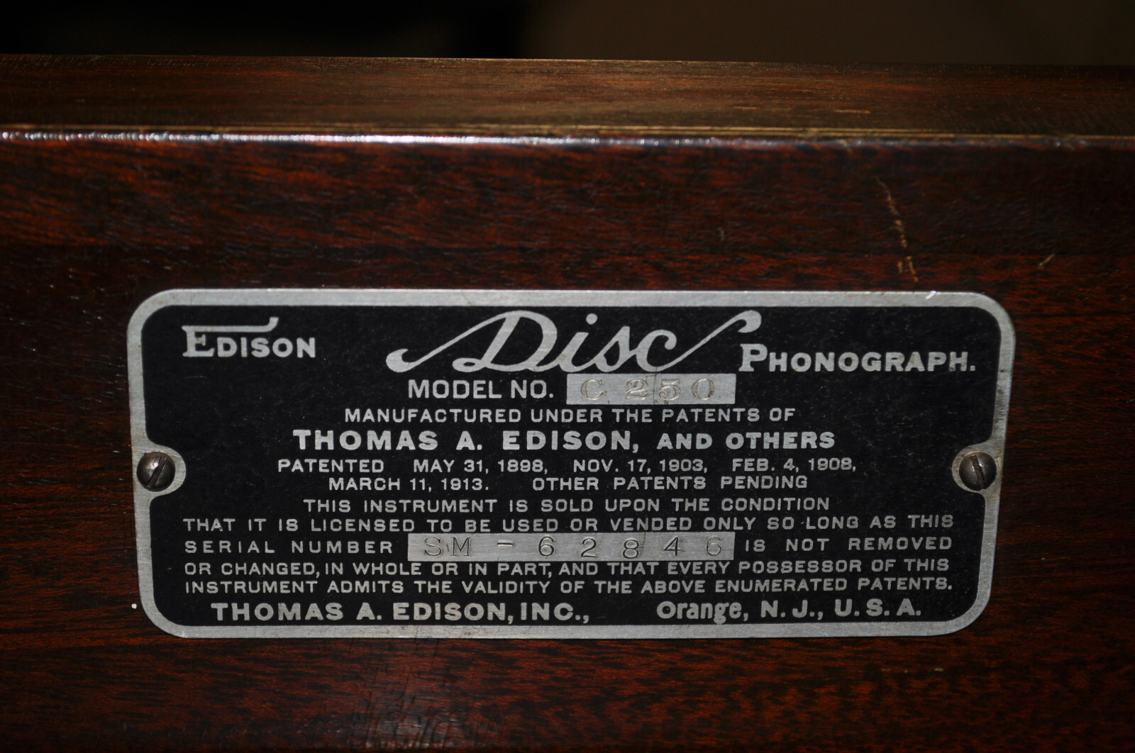 Edison Diamond Disc Phonograph Model C-250 1918 | eBay