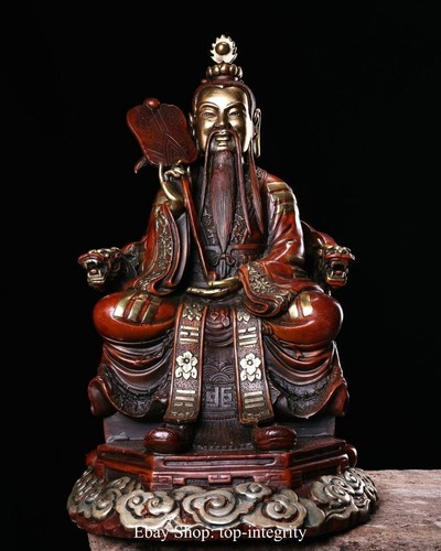 Old Pure Bronze Gilt Silver Tai Shang Lao Jun Laojun God Sit Dragon ...