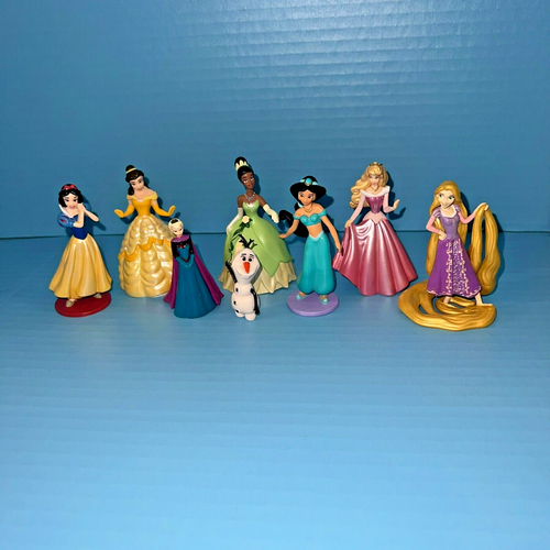 Disney Princess 8 PVC Figure Cake Topper Lot Belle Elsa Tiana Jasmine ...