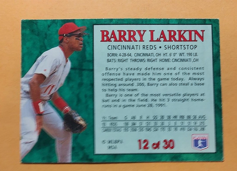 1994 Post Collection Baseball Card Barry Larkin Cincinnati Reds #12 | eBay