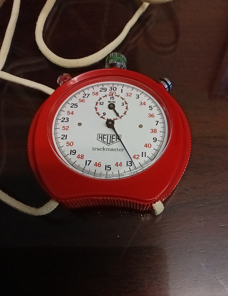 Vintage TAG HEUER Trackmaster 8047 Red Stopwatch in Original Box | eBay