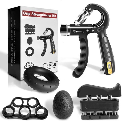 Grip Strength Trainer Kit (5 Pack), Adjustable Resistance Hand Grip ...