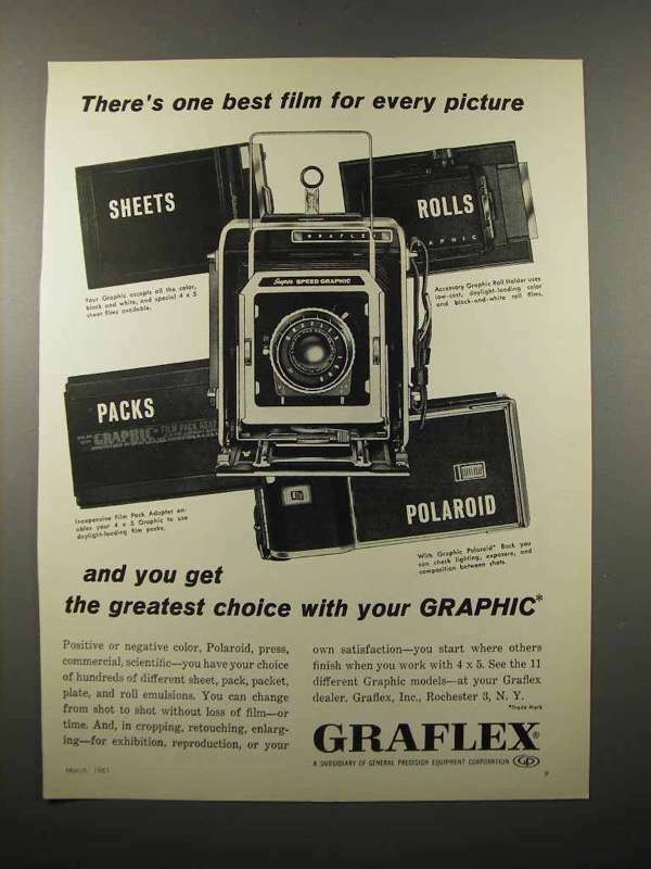 1961 Graflex Super Speed Graphic Camera Ad - Film | eBay
