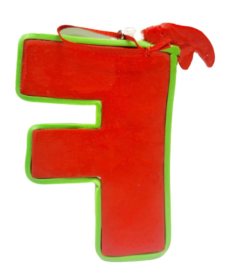 Initial Letter “F” Santa Hat Resin Christmas Ornament 3.75”, Hobby ...