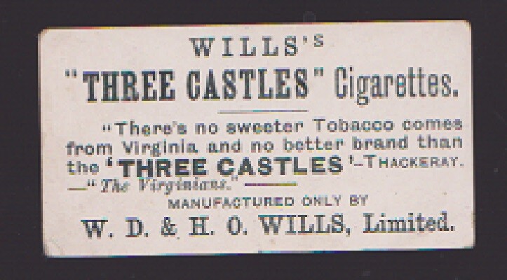WILLS SHIPS cigarette card 1895 Three Castles back - # NELSON'S VICTORY ...