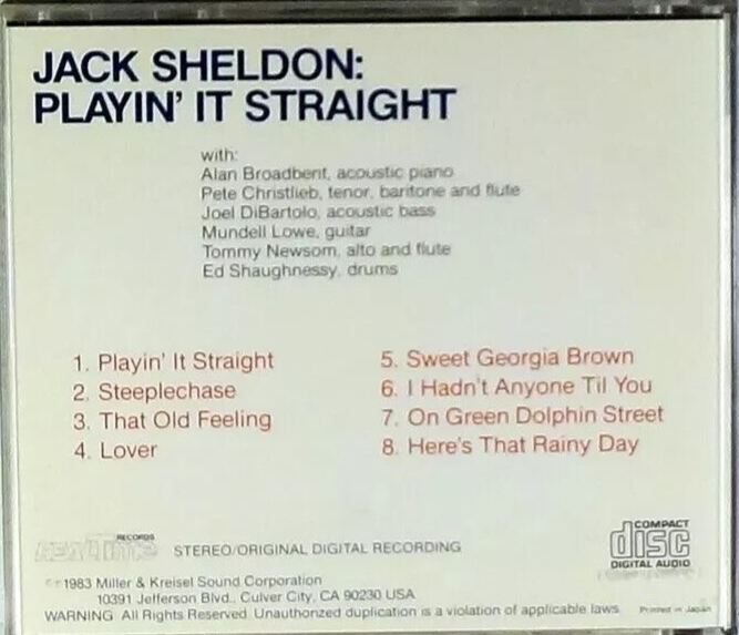 JACK SHELDON-PLAYIN' IT STRAIGHT-REALTIME 3003 LIKE NEW CD *FASTSHIP | eBay