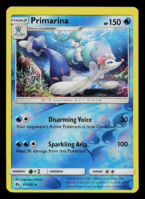 Pokemon Card - Primarina SM Base Set 41/149 Reverse Holo Rare OC Off ...