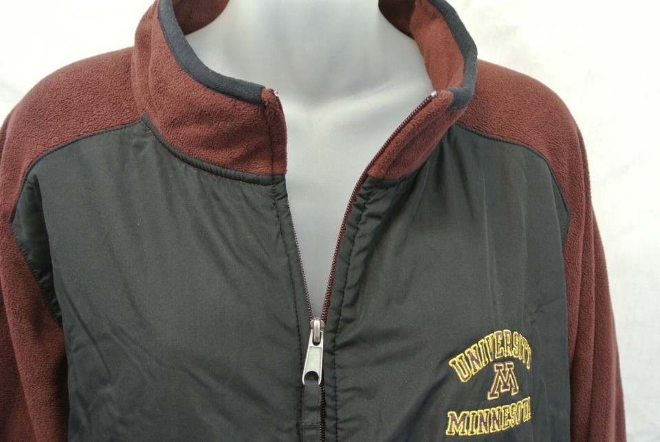 UNIVERSITY OF MINNESOTA GOPHERS 2XL ZIP FLEECE MAROON BLACK JACKET | eBay