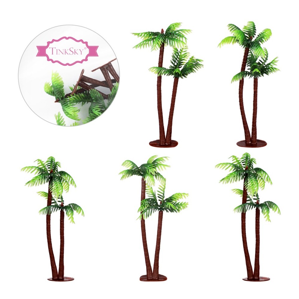 Plastic Palm Tree Decor Hand-made Miniature Landscape with Coconuts ...