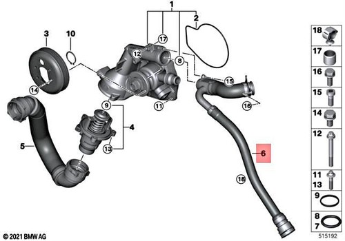 Genuine BMW F80 F80N F82 F83 Cabrio Water Pump Inlet Pipe OEM ...