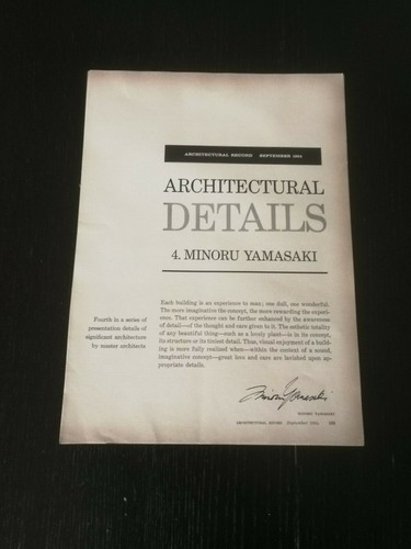 1964 MINORU YAMASAKI ARCHITECT PROJECTS DESIGNS IN MICHIGAN ILLINOIS ...