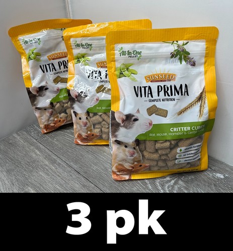 3pk Vitakraft Sun Seed Vita Prima Critter Cubes Dry Food 2 LBS each Exp ...