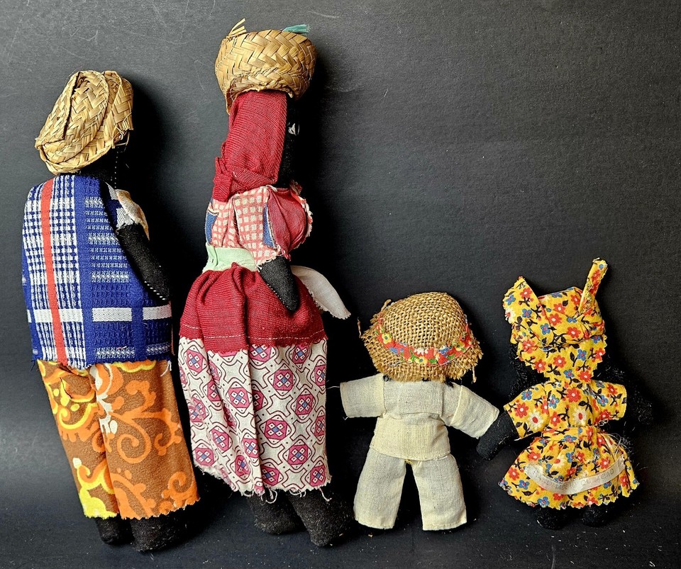 Vntage Handmade Jamaican CARRIBEAN Folkart Rag Doll Famiy Mom, Pop, Bro ...