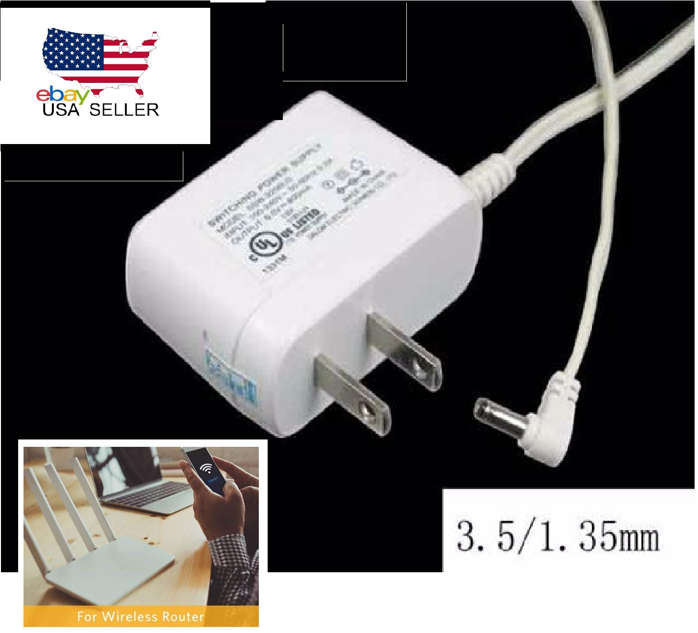 100-240v Wall Charger Plug Power Cord Converter OD 3.55mm x ID1.35mm ...