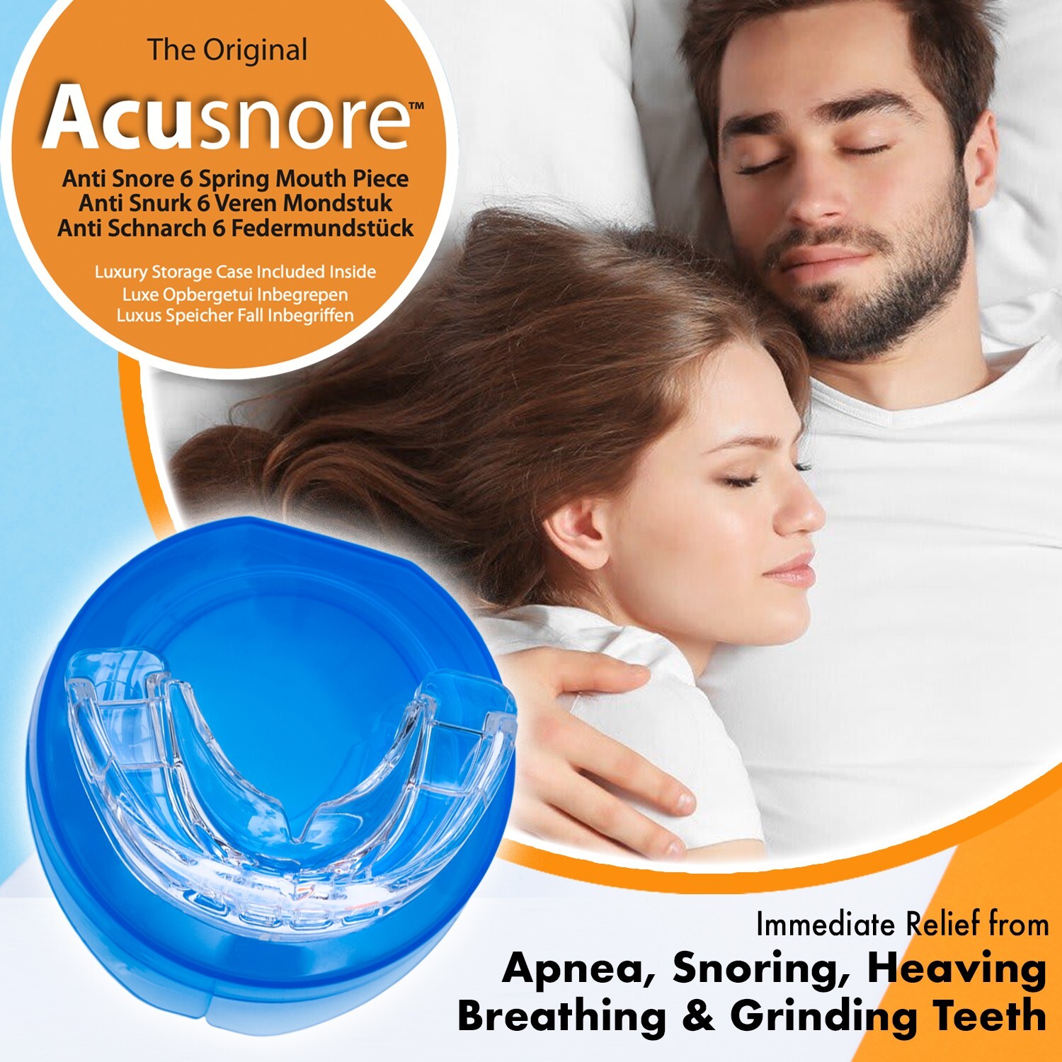 Original Acusnore Anti Snore 6 Spring Mouth Piece Guard Sleep Apnoea ...