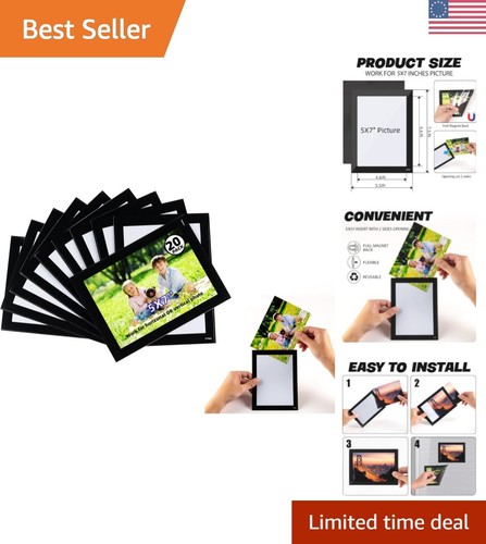 20-Pack 5x7 Magnetic Picture Frames with Black Borders - Easy Photo ...