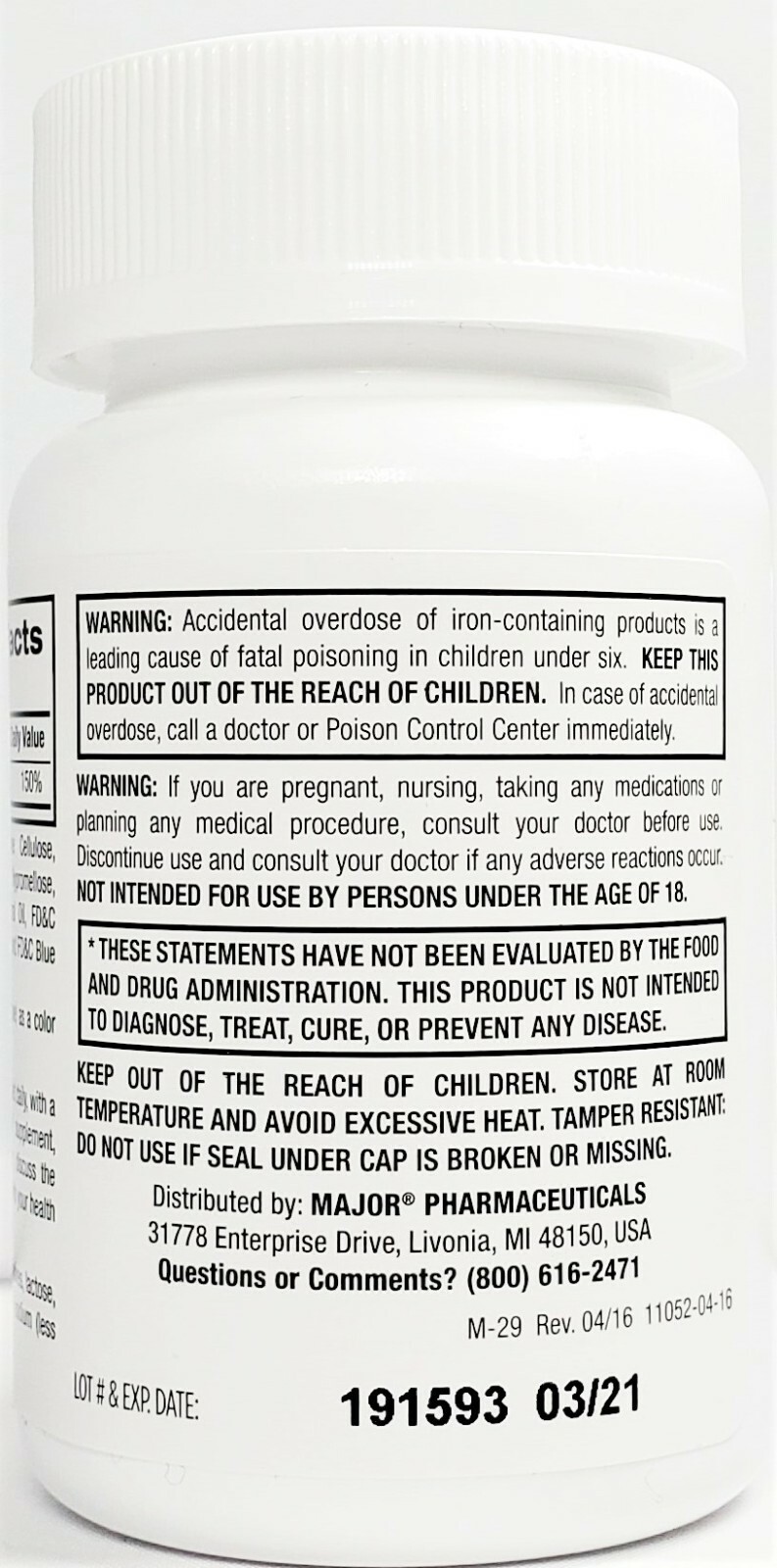 Major Ferate Elemental Iron 27mg Tab Ferrous Gluconate-27 MG Green 100 ...