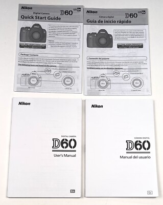 NIKON Digital Camera D60 USER'S MANUAL & QUICK START GUIDE English & Spanish EUC | eBay