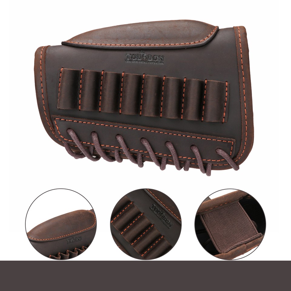TOURBON Leather Ammo Holder Cheek Riser Rest Rifle Buttstock Cover ...