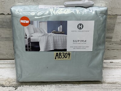 Hotel Collection Supima Cotton 680 Extra Deep King Flat Sheet Lagoon ...