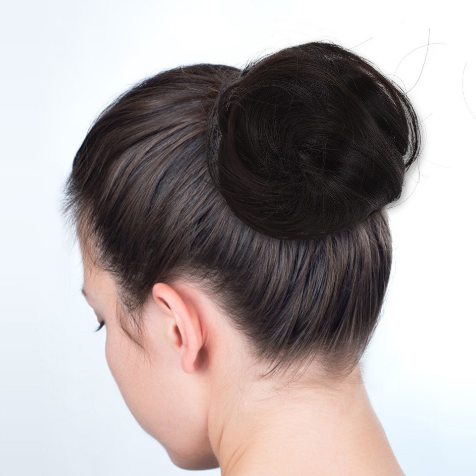 2 Pcs Clip On Bun Hair Piece Hair Bun Clip Faux Bun Hair Extensions for ...