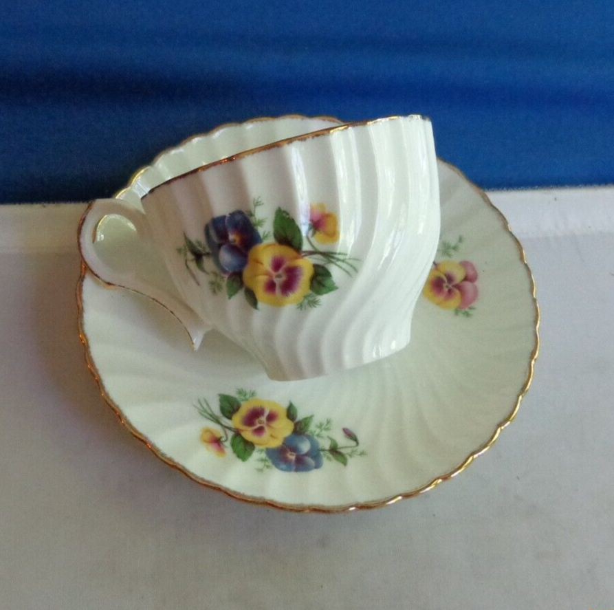 Vtg Jason Bone China England Tea Cup Saucer Pansies Violas Yellow ...