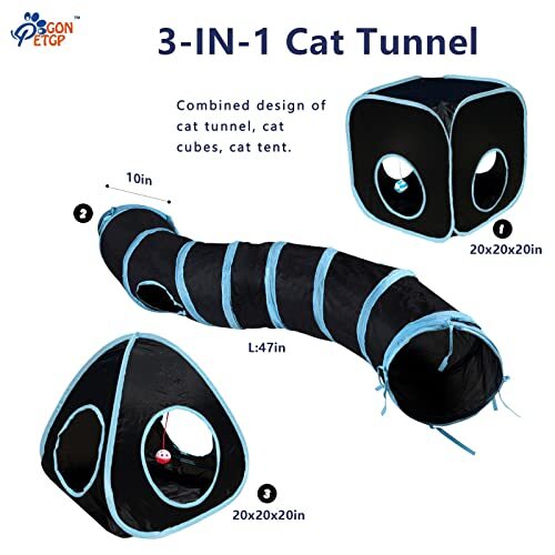 Cat Tunnels for Indoor Cats with Cube Tent Toys Combo, Pop Up Black | eBay