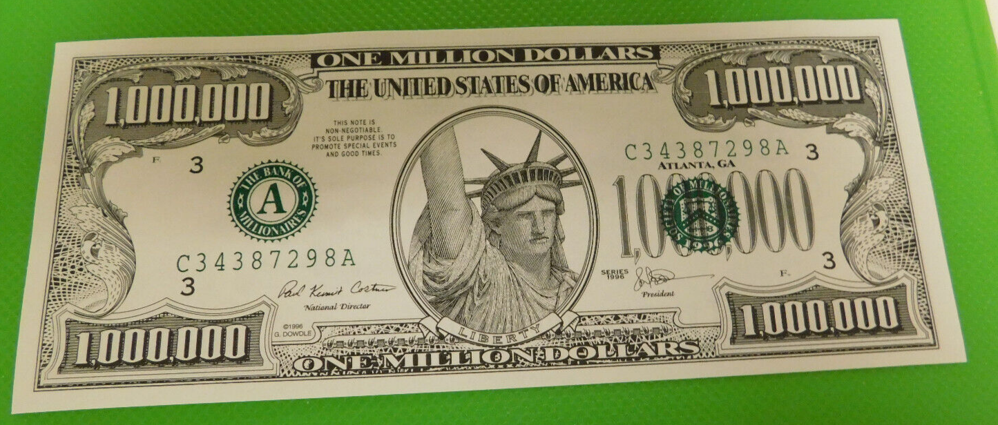New $1,000,000 Dollar Bill FREE SHIP IN USA REDUCED TO $1.75 | eBay
