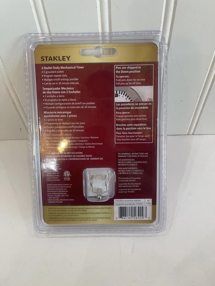 Stanley TIMEIT TWIN 2 Outlet Daily Mechanical Timer TM425 BRAND NEW ...