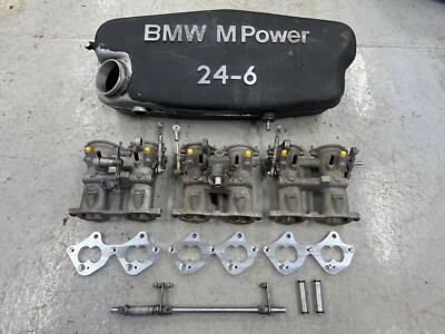 BMW S38 Individual Throttle Bodies ITB Plenum w/ M30 Adapters OEM E24 ...