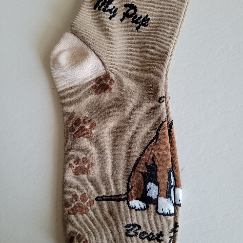 BOXER Dog Socks Fun Novelty Dress Casual Unisex SOX FineFit One Size ...
