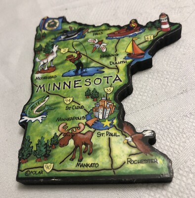 Minnesota Art Map Wood Fridge Magnet ~ Made In Canada | eBay