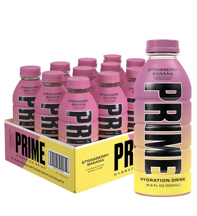 NEW FLAVOR PRIME HYDRATION DRINK STRAWBERRY BANANA 1 FULL 16.9 FL OZ ...