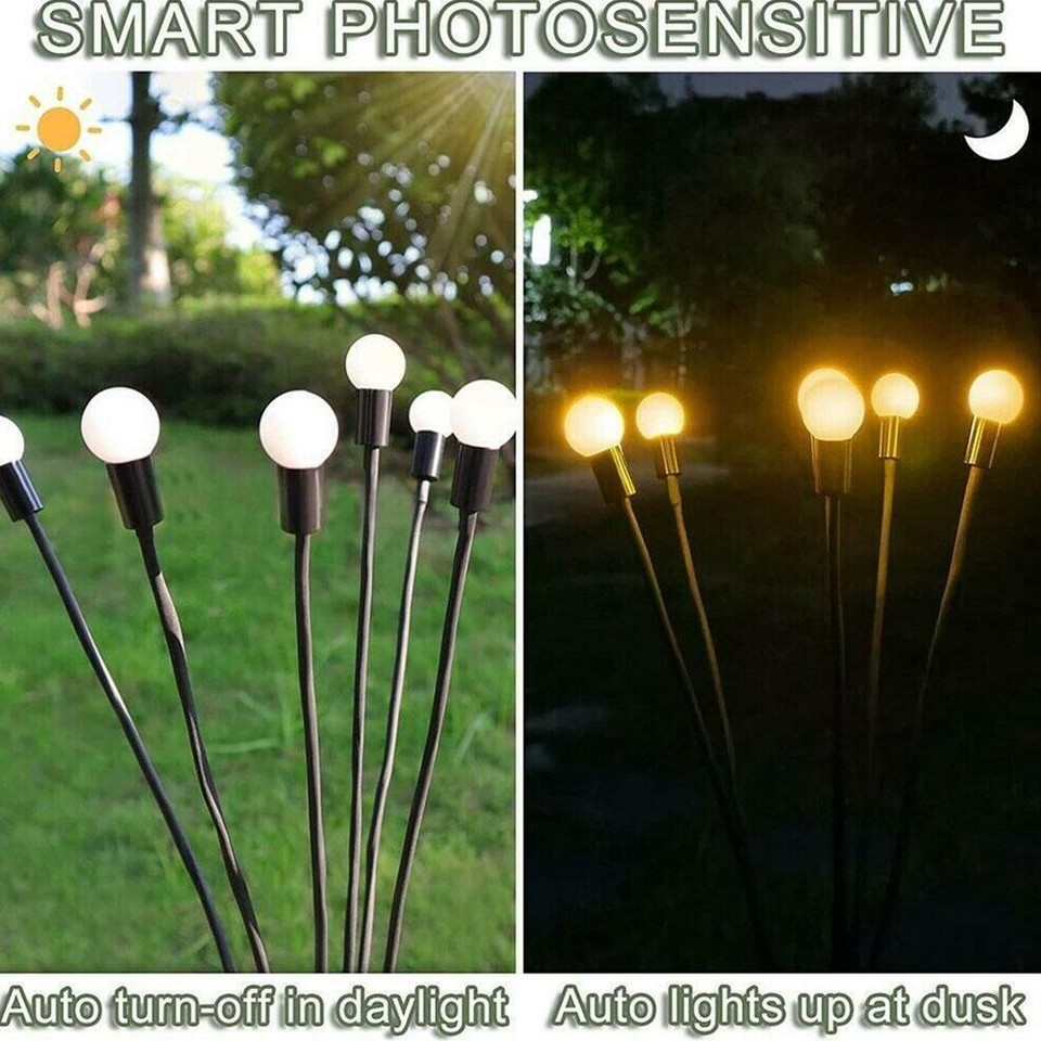 2X/4X Solar LED Light Outdoor Landscape Firework Firefly Gard Light ...