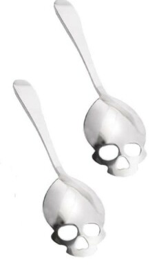 2 PACK Skull Spoons Stainless Steel Skull Sugar Spoons Tea Spoons | eBay