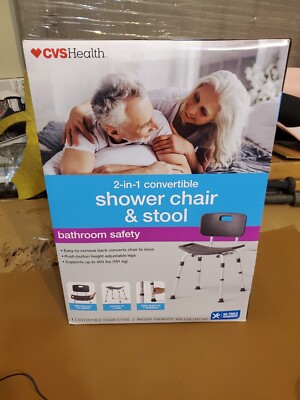 CVS Health 2 in 1 Convertible Shower Chair & Stool Bathroom SAFETY NEW ...