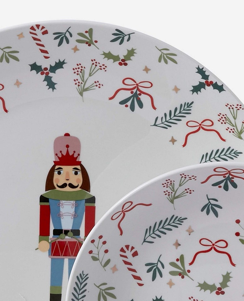 12 Piece Nutcracker Christmas Dinner Plate Set Tableware Dinnerware ...