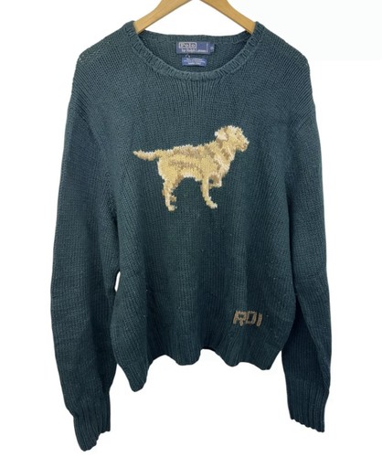 VTG Polo Ralph Lauren Golden Retriever Dog Knit Green Lambs Wool ...