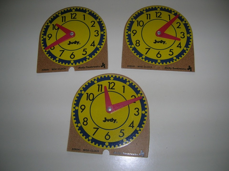 TWO FACED CLOCK DIAL& 3 wooden CHILDREN'S INDIVIDUALJUDY CLOCKS | eBay