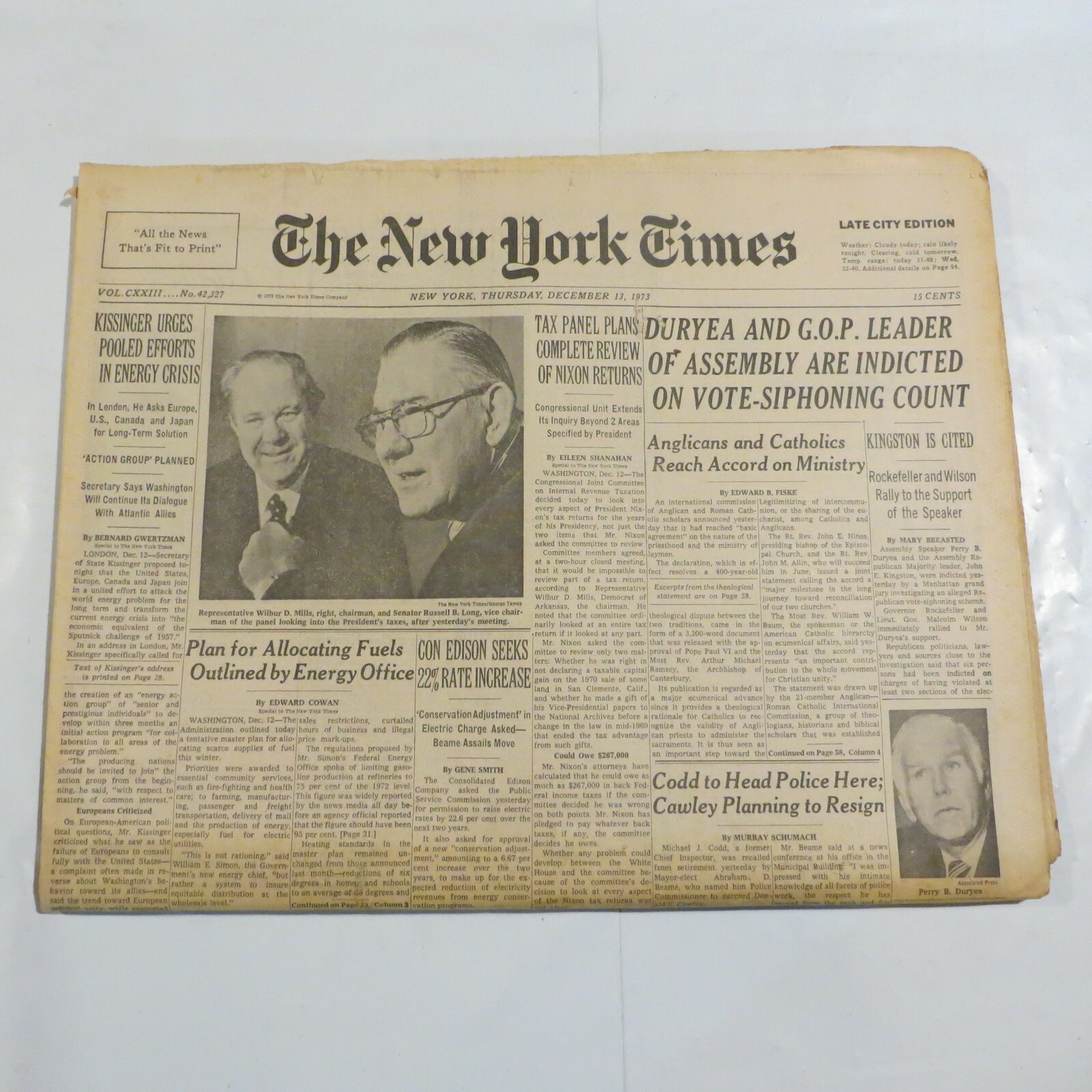 The New York Times December 13 1973 Kissinger Duryea Fuels Energy | eBay