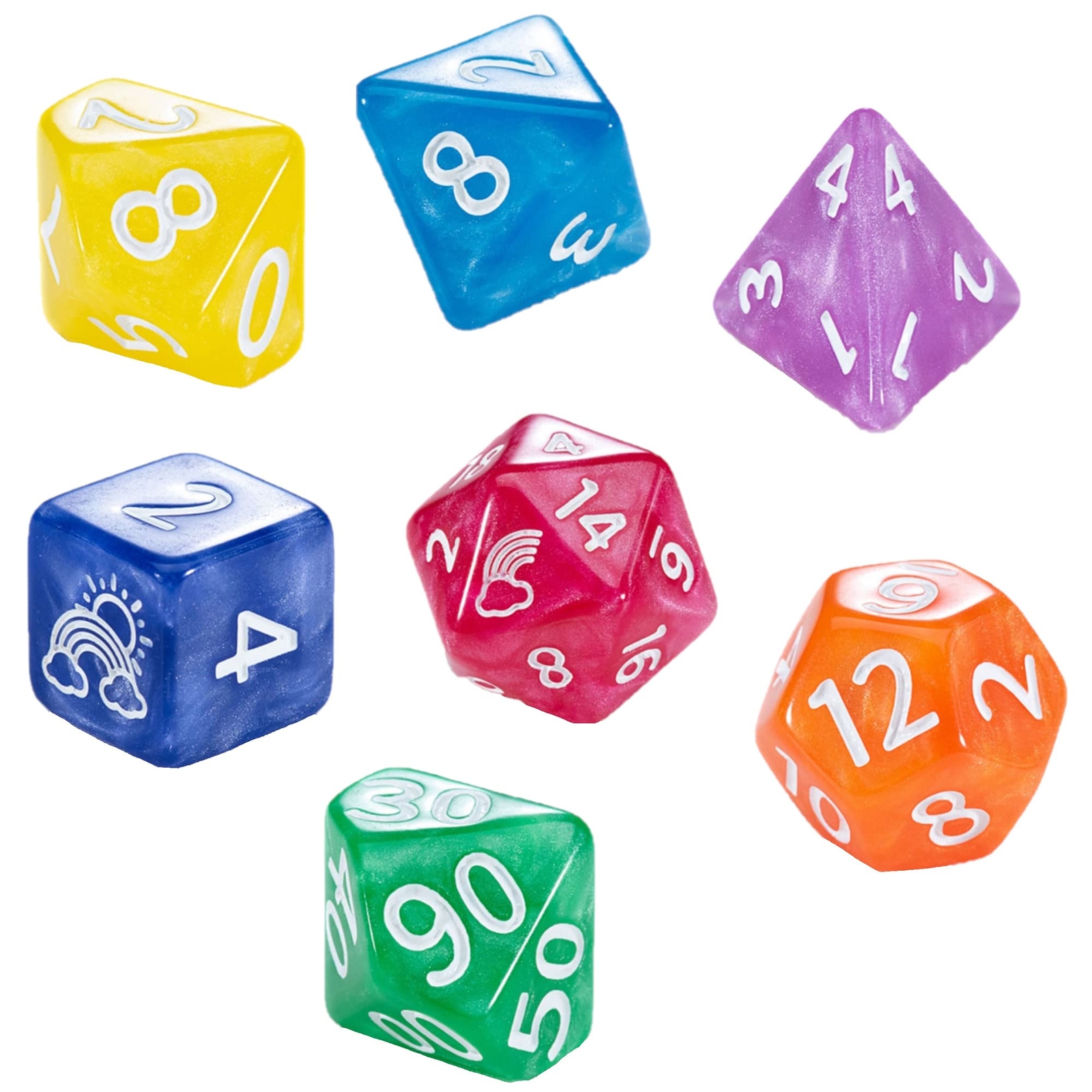 Gate Keeper Games Mighty Tiny Dice: Rainbow Bits - 7 Piece RPG Dice Set ...