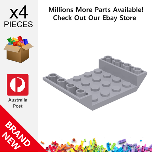 4x Genuine LEGO™ Light Grey Slope Inverted 45 6 x 4 Double with 4 x 4 ...