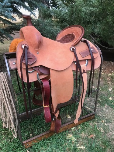 Western Leather Hand Carved & Tooled Roper Ranch Saddle With Suede Seat ...