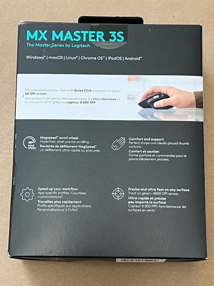 NEW LOGITECH MX MASTER 3S PERFORMANCE WIRELESS MOUSE COLOR: BLACK PN ...