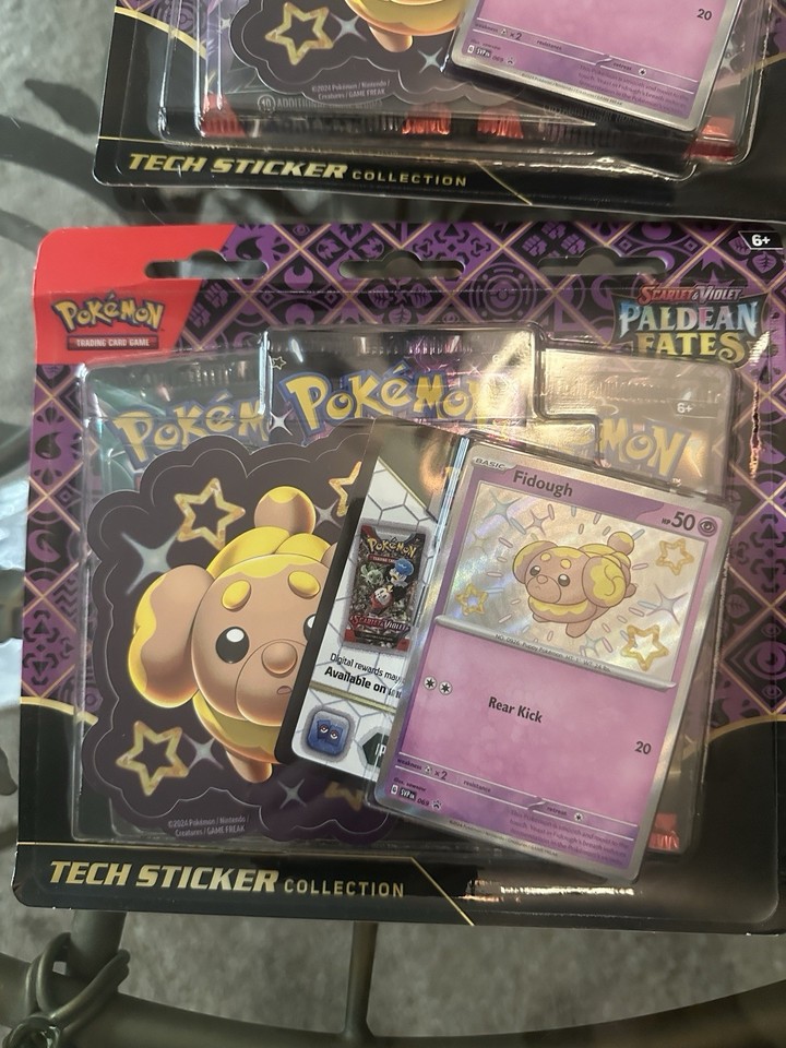 LOT OF 9 Pokemon Paldean Fates Tech Sticker Collection 3 Pack blister ...