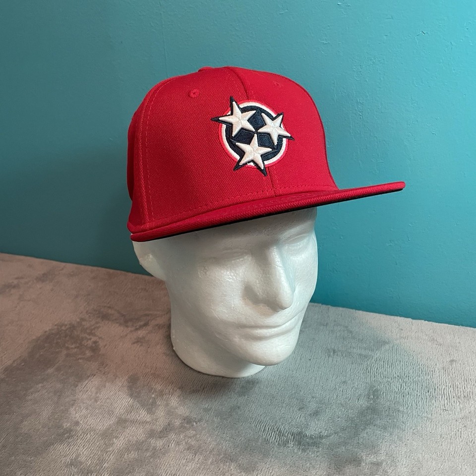 Fitted Hat Tennessee Tri-Star Red Solid Panel OC Sports Team Green Size ...
